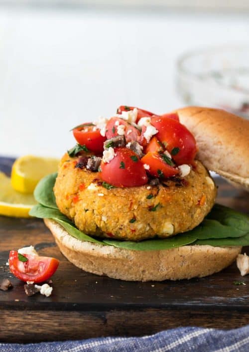 Quinoa Burgers with Sun-Dried Tomatoes and Feta