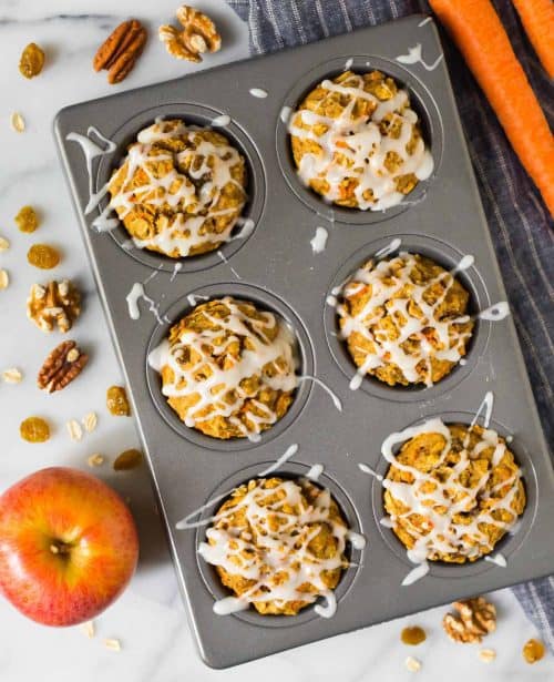 Apple Carrot Muffins with Oatmeal | Healthy, Easy Recipe