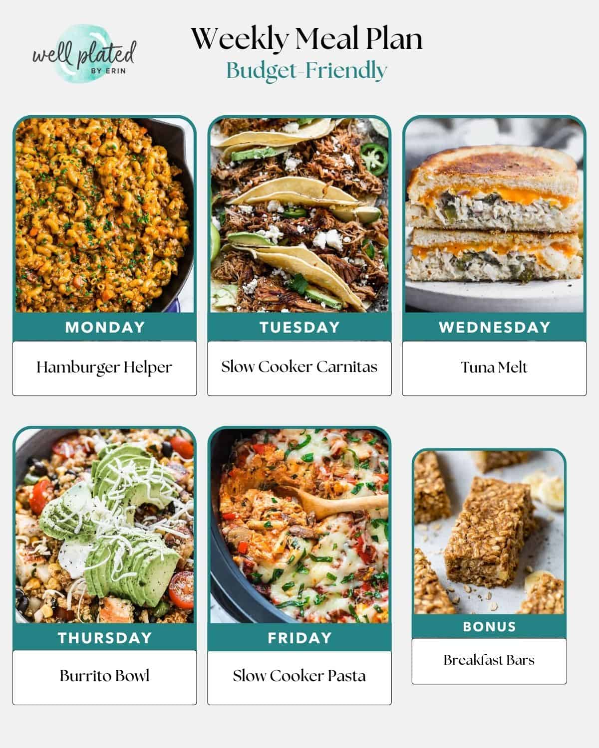 Budget Friendly Weekly Meal Plan WellPlated